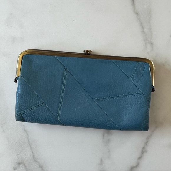 HOBO | Bags | Hobo Lauren Patchwork Framed Leather Wallet Dusty Blue ...